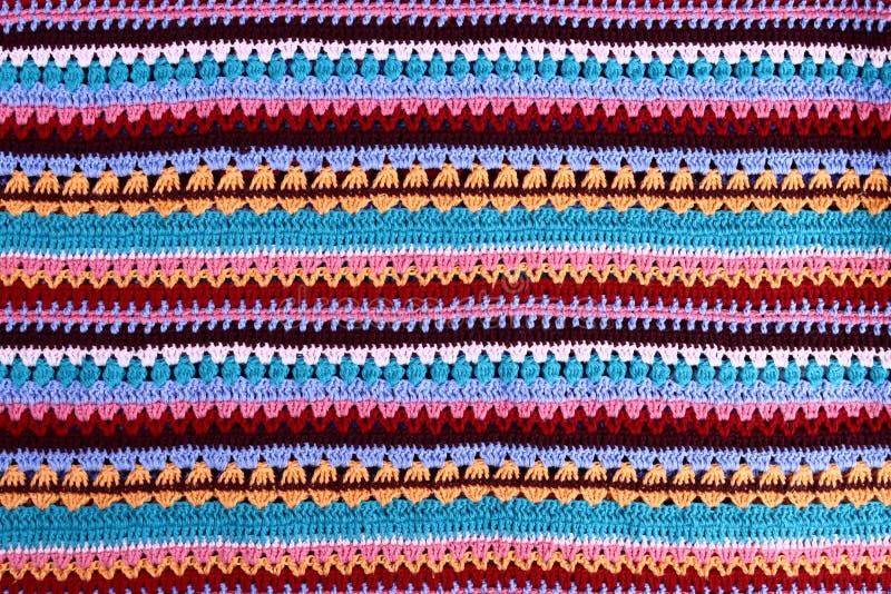 Crochet Texture of Colored Striped Knitted Fabric Stock Photo - Image ...