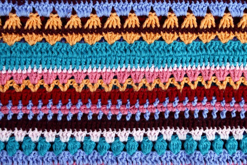 Crochet Texture of Colored Striped Knitted Fabric Stock Photo - Image ...