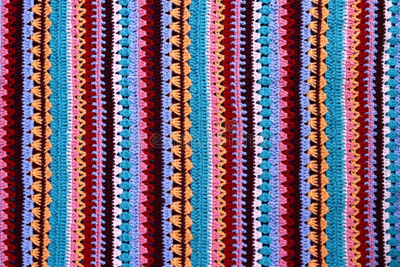 Crochet Texture of Colored Striped Knitted Fabric Stock Image - Image ...