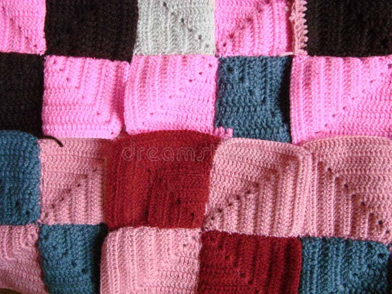 Crochet Texture, Colorful Squares Pattern. Crochet Knit Squares Stock ...