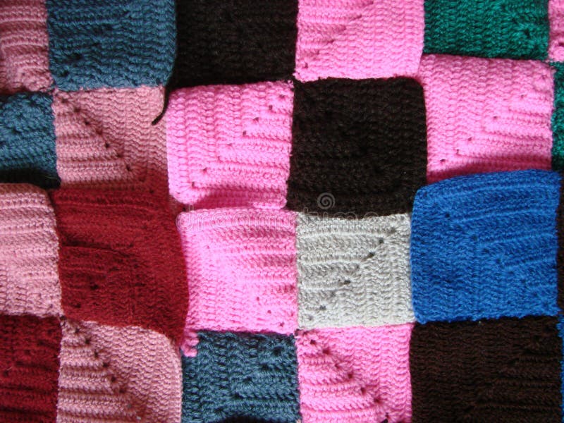 Crochet Texture, Colorful Squares Pattern. Crochet Knit Squares Stock ...