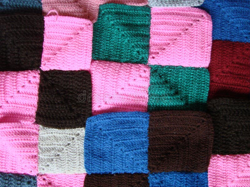 Crochet Texture, Colorful Squares Pattern. Crochet Knit Squares Stock ...