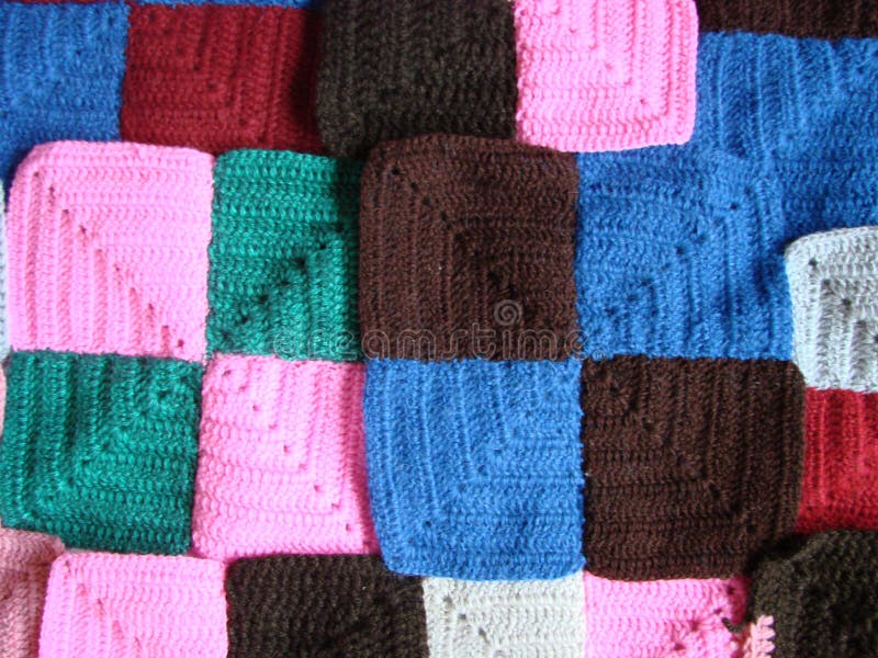 Crochet Texture, Colorful Squares Pattern. Crochet Knit Squares Stock ...