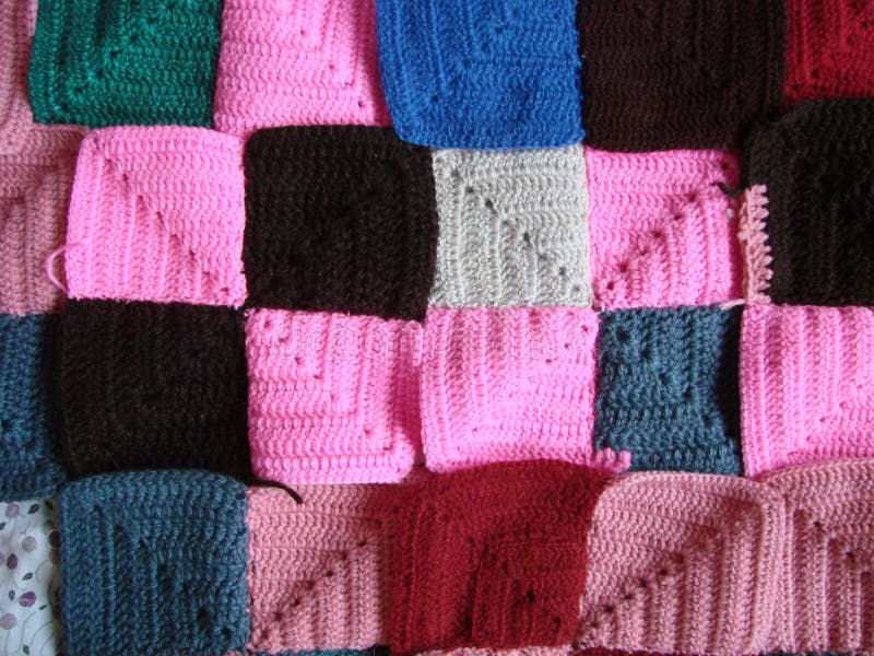 Crochet Texture, Colorful Squares Pattern. Crochet Knit Squares Stock ...
