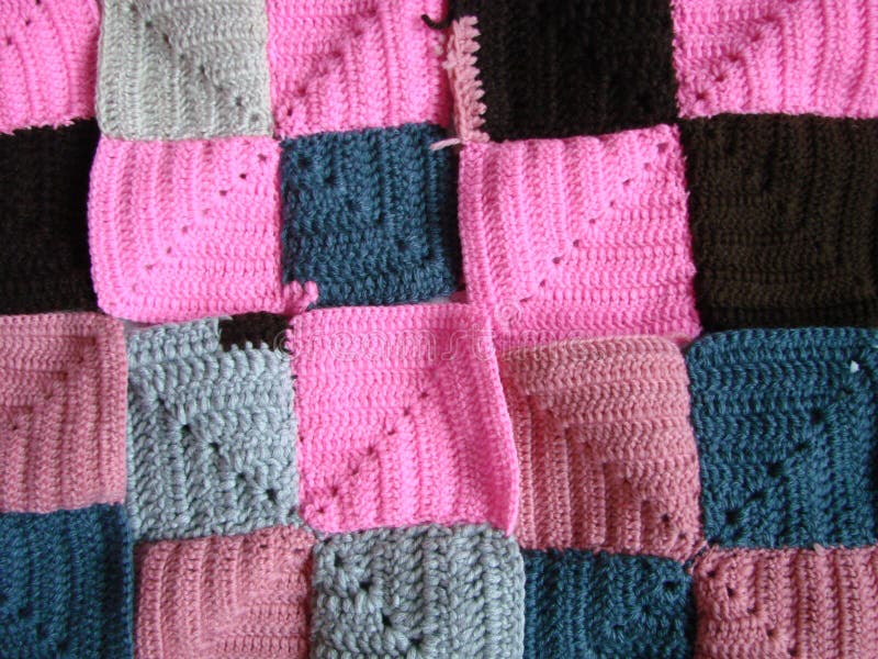 Crochet Texture, Colorful Squares Pattern. Crochet Knit Squares Stock ...
