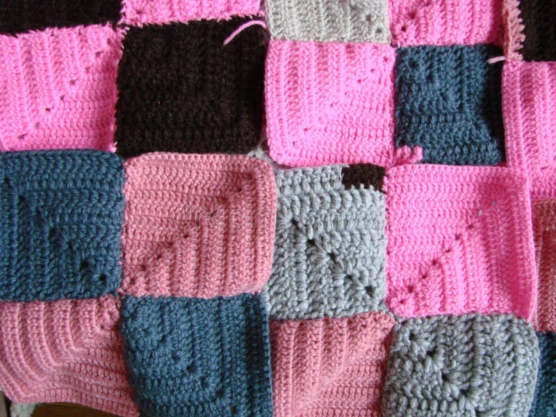 Crochet Texture, Colorful Squares Pattern. Crochet Knit Squares Stock ...