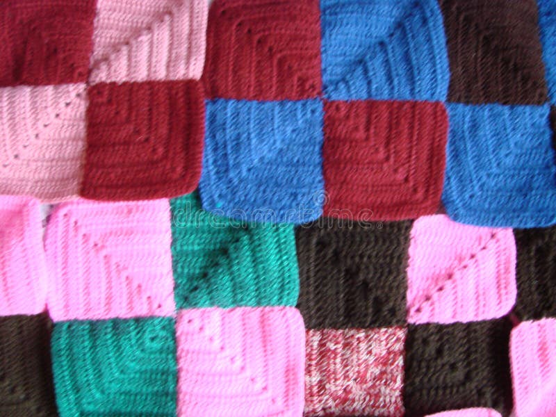 Crochet Texture, Colorful Squares Pattern. Crochet Knit Squares Stock ...