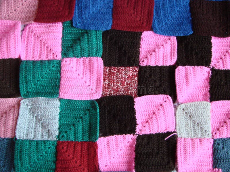 Crochet Texture, Colorful Squares Pattern. Crochet Knit Squares Stock ...