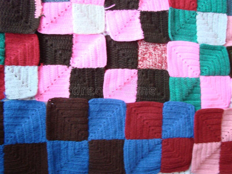 Crochet Texture, Colorful Squares Pattern. Crochet Knit Squares Stock ...