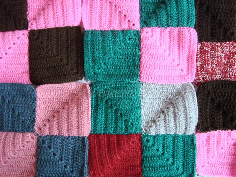 Crochet Texture, Colorful Squares Pattern. Crochet Knit Squares Stock ...