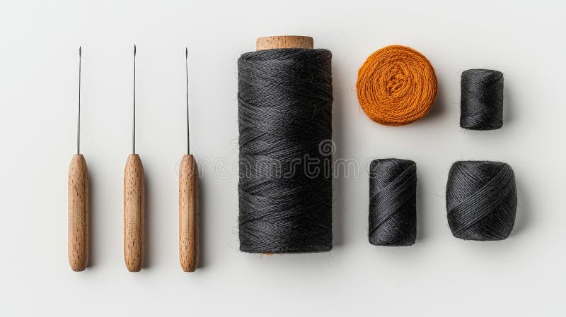 Crochet Tools and Sewing Threads on White Isolated Background Stock ...