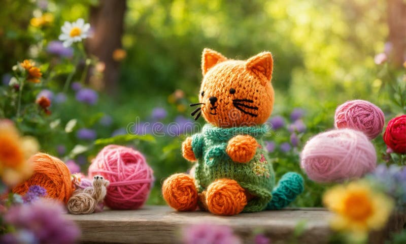 Crochet Toy Handicraft Homemade Threads. Selective Focus Stock Image ...