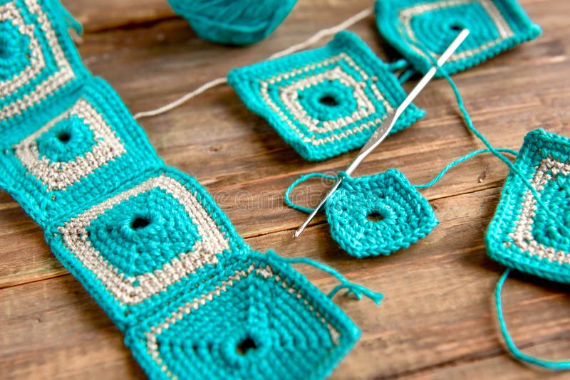 Crochet Work Colors with Hook Needle Stock Photo - Image of blue, work ...