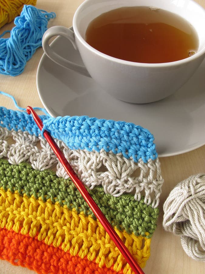 Crochet Work and a Cup of Tea Stock Image - Image of needle, relaxation ...