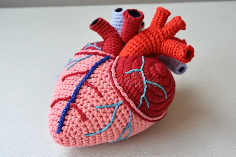 A Crocheted Anatomical Heart Model - Generated by Ai Stock Illustration ...