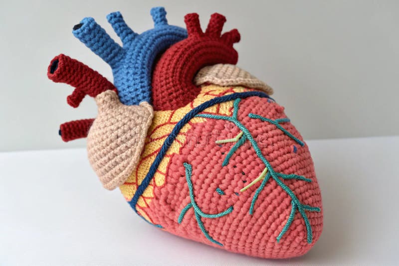A Crocheted Anatomical Heart Model - Generated by Ai Stock Illustration ...