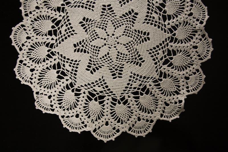 Crocheted Napkins, White Lace on a Black Background Stock Photo - Image ...