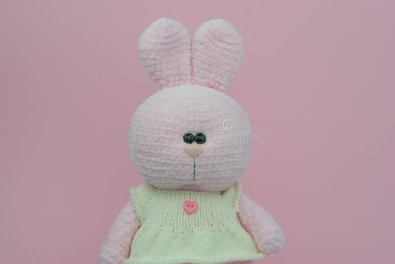 Soft Handmade Toy Knitted from Plush Thread Bunny Stock Image - Image ...