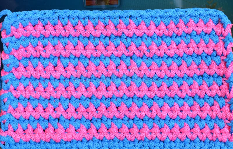 Crocheted Texture Background - Bright Pink and Light Blue Horizontal ...