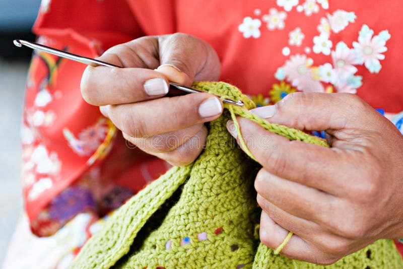 Crocheting stock photo. Image of green, metal, crochet - 34415502
