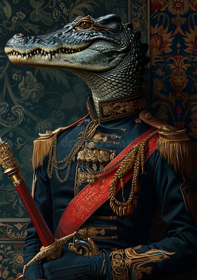 Crocodile in army uniform stock illustration. Illustration of face ...