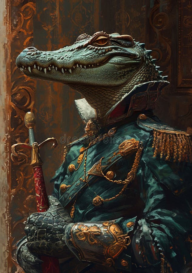 Crocodile in army uniform stock illustration. Illustration of head ...