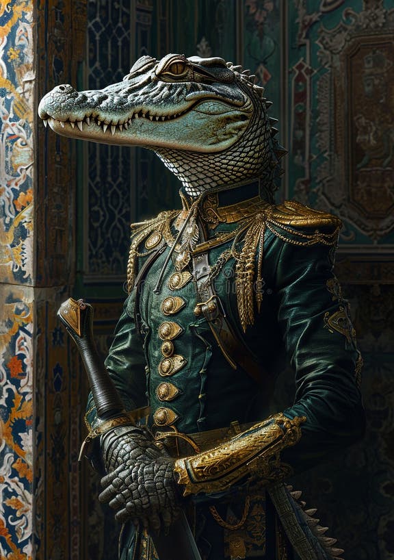 Crocodile in army uniform stock illustration. Illustration of statue ...