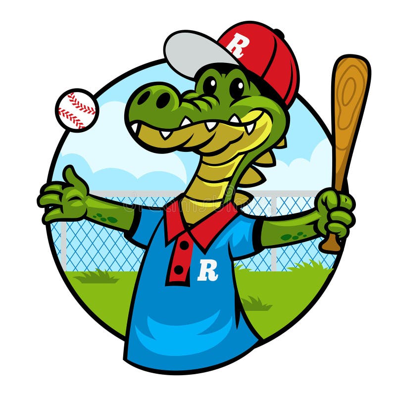 Crocodile Baseball Mascot Logo in Cartoon Style Stock Vector ...