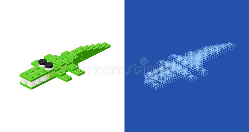 Crocodile Blueprint Project Idea and Implementation. Vector Stock ...