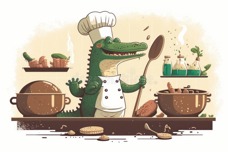 Crocodile Chef: Stunning Flat Vector Illustrations of a Master Chef in ...
