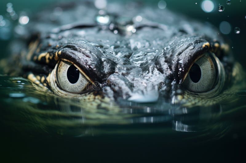 Crocodile Eye Emerging from Water Close-Up. Stock Photo - Image of ...