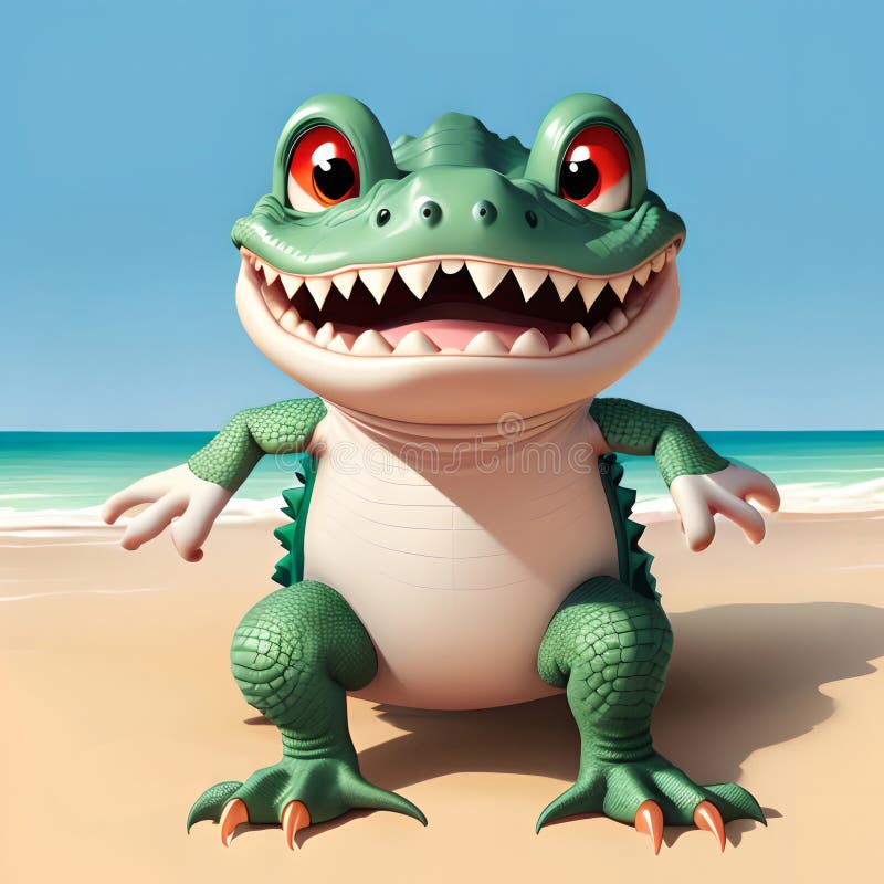 Crocodile Illustration on the Beach Stock Illustration - Illustration ...