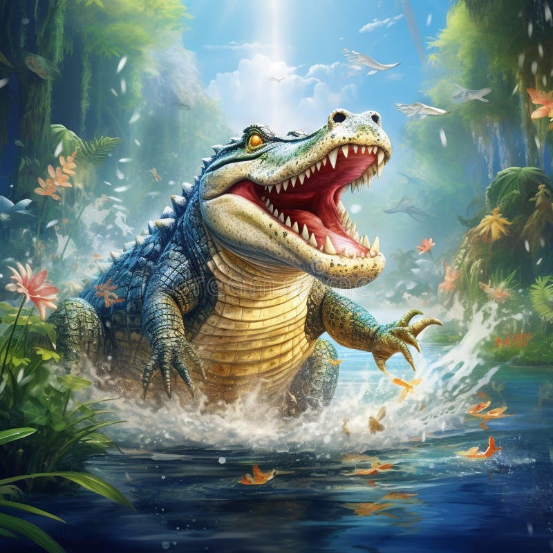 Crocodile Made with Generative AI Illustration Stock Illustration ...