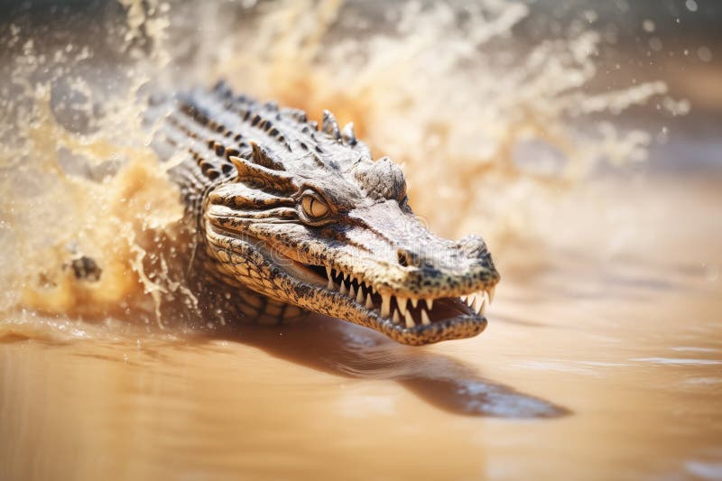 Crocodile in Motion Towards Water Prey Stock Image - Image of crocodile ...