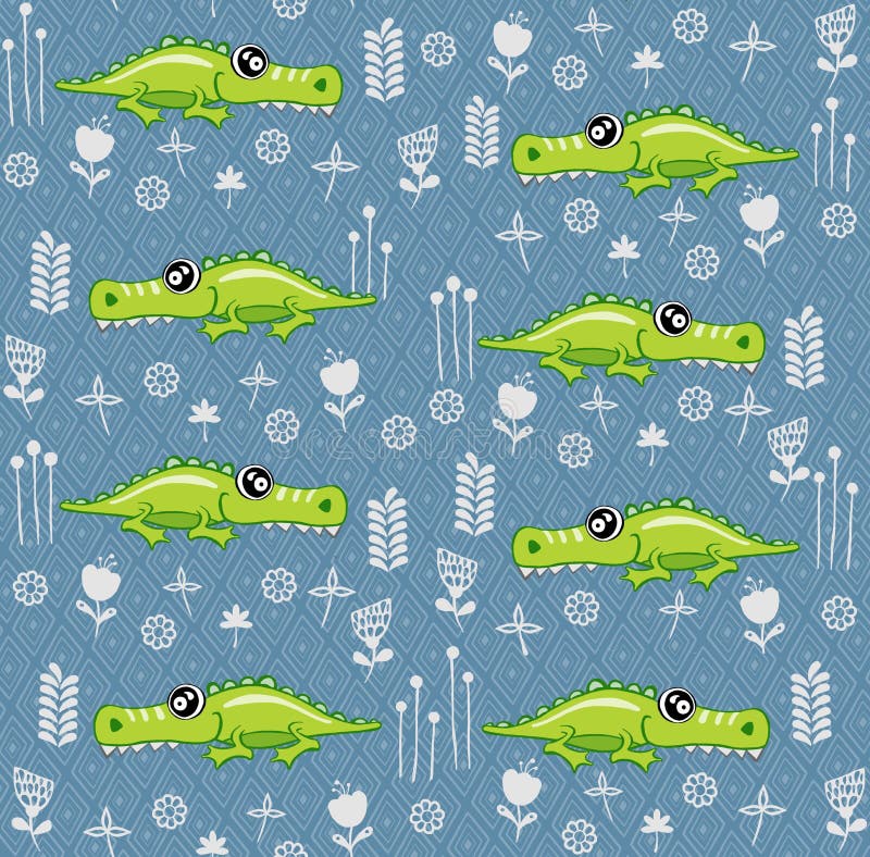 Crocodile Pattern Design with Several Alligators Fabric, Textile Stock ...