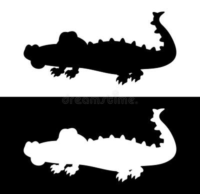 A Crocodile in Profile in a Black and White Shadow - Vector Stock ...
