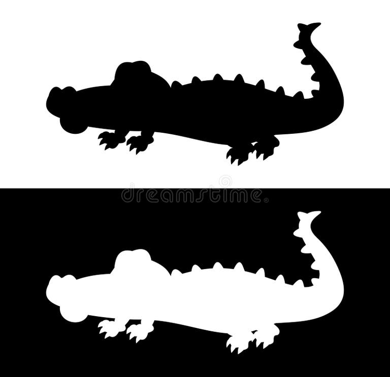 A Crocodile in Profile in a Black and White Shadow - Vector Stock ...