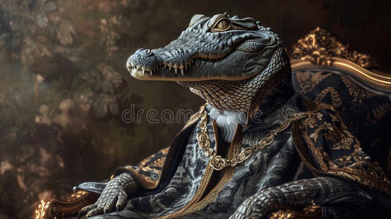 Crocodile in a Royal Robe Powerful and Dignified Stock Illustration ...