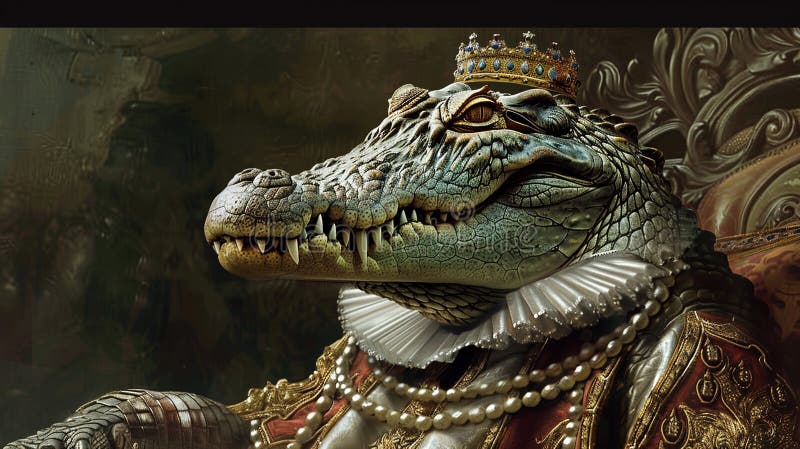Crocodile in a Royal Robe Powerful and Dignified Stock Illustration ...
