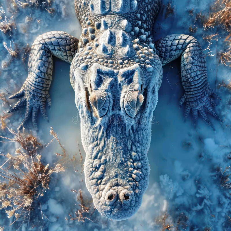 Crocodile Seen from Above Drone Camera Capture in Swamp Object at Close ...