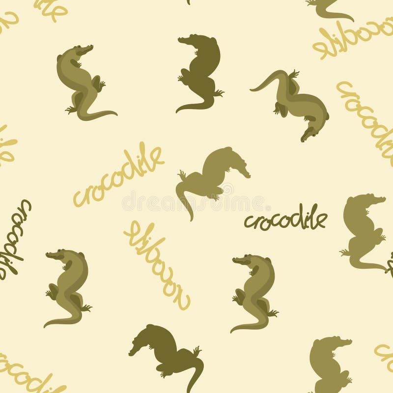 Crocodile Stylized Vector Seamless Pattern on Background Stock Vector ...