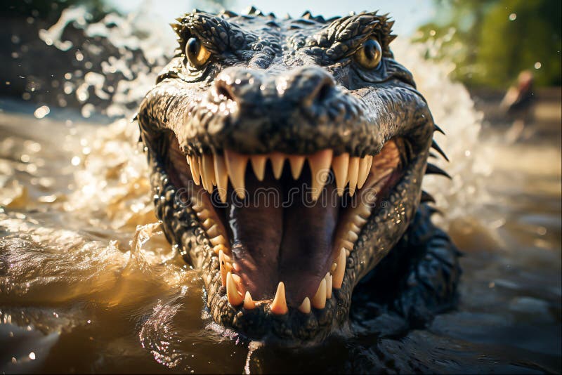 Crocodile are Swarming, Generative Ai Stock Illustration - Illustration ...