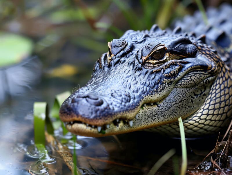 Crocodile Waiting for Its Prey Hiding in the Ambush Stock Image - Image ...