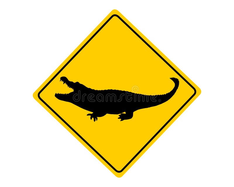 Crocodile warning sign stock illustration. Illustration of reptile ...
