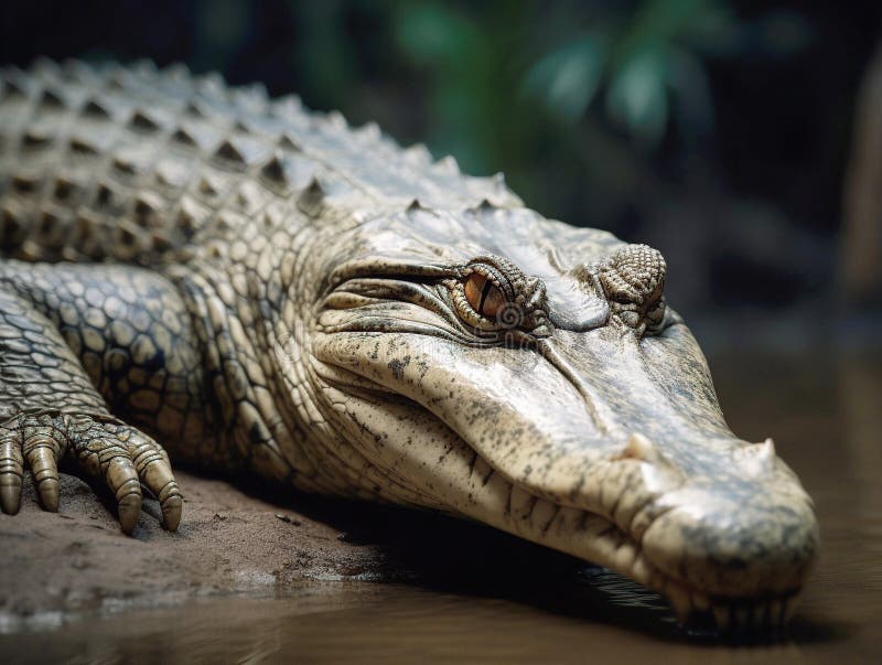 Big crocodile in the wild stock illustration. Illustration of reptile ...