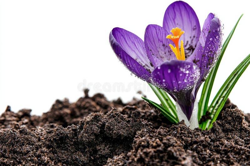 Crocus Flower Emerges Soil Heralding Arrival Spring Stock Photos - Free ...