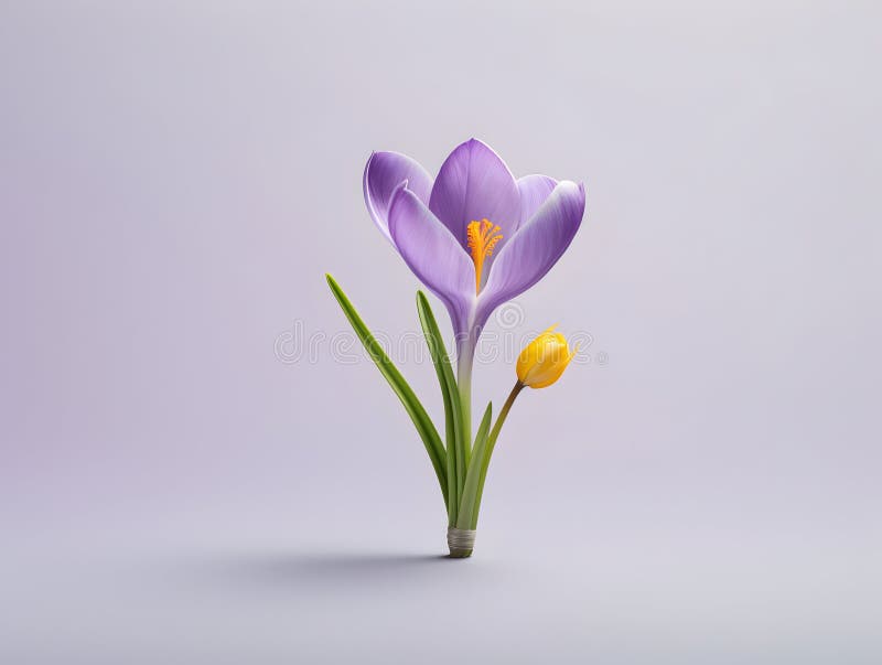 Crocus Flower in Studio Background, Single Crocus Flower, Beautiful ...