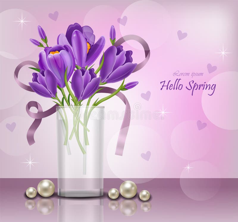 Crocus Flowers Background Vector Watercolor. Botanical Floral Banner ...