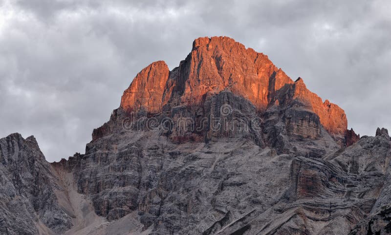 Croda Rossa, Dolomites. stock photo. Image of mountain - 54528106