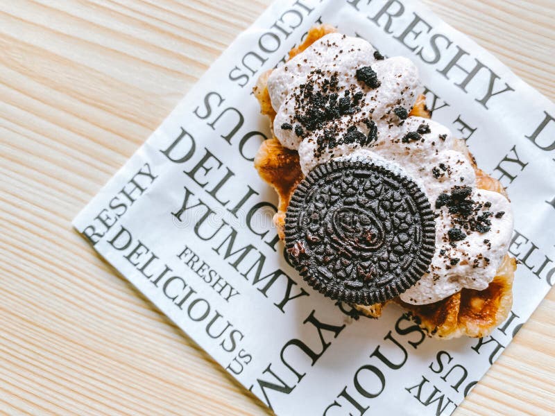 Croffle with Cookie and Cream on Top Stock Image - Image of bestseller ...